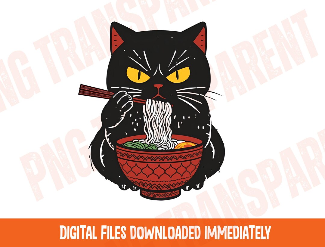 Angry Cat Ramen PNG, Japanese Food Sublimation File, Grumpy Kitty Png ...