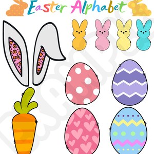 Easter Alphabet Doodle Letters Png Bundle, Bunny Letters Sublimation ...