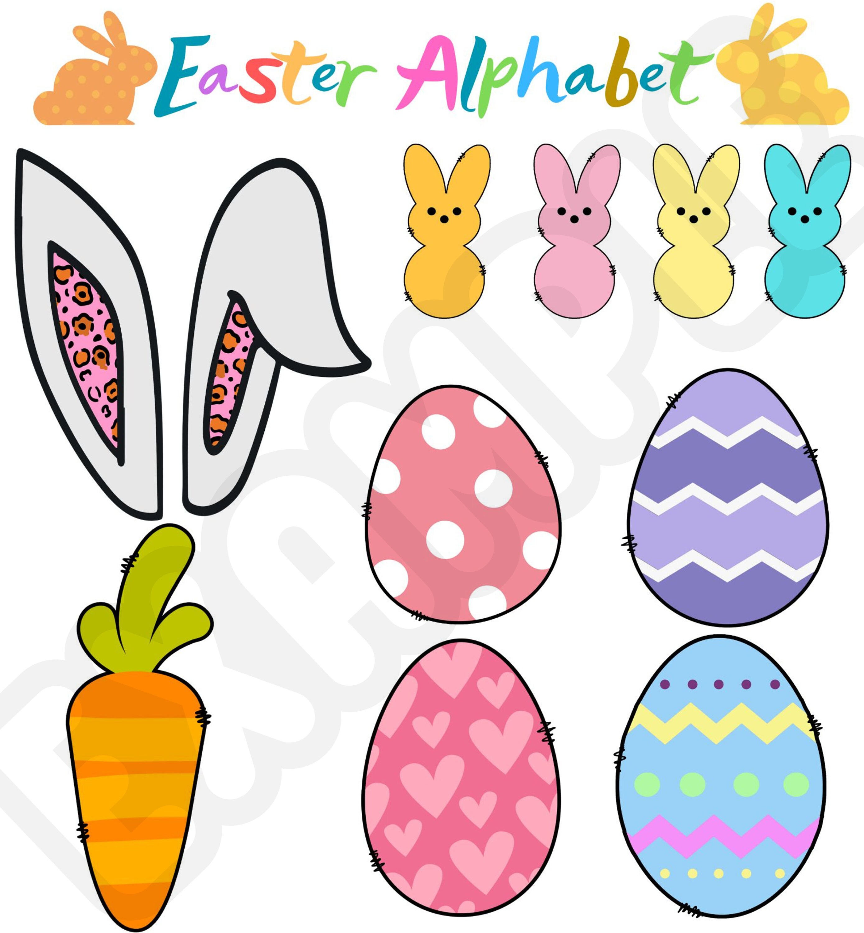 Easter Alphabet Doodle Letters Png Bundle, Bunny Letters Sublimation ...