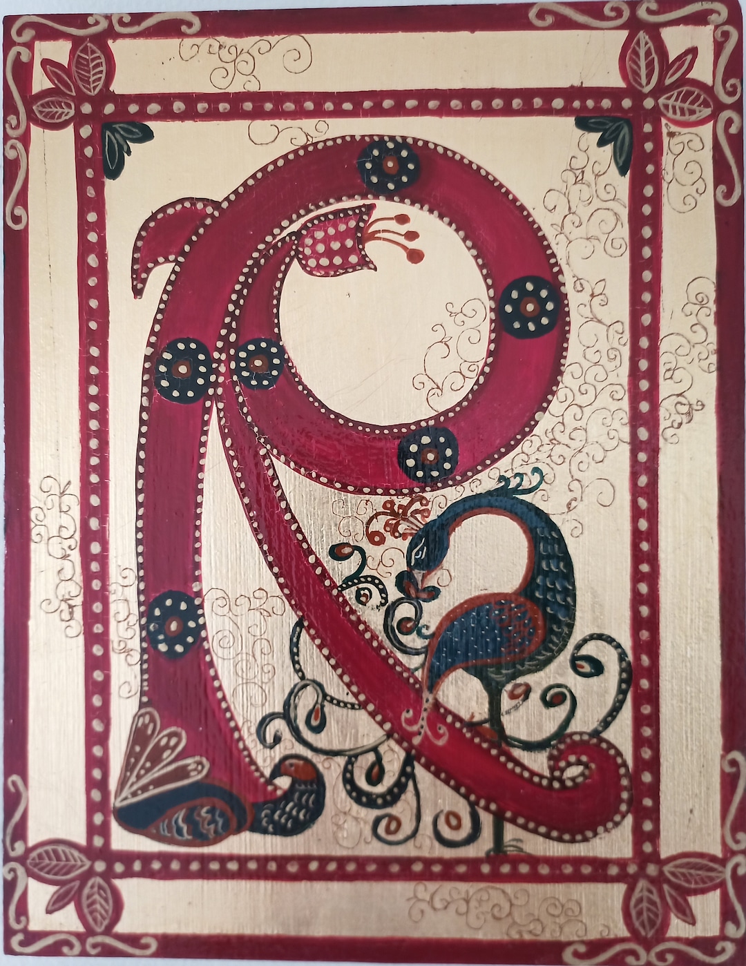 Hand Painted Illuminated Letter Initial Byzantine Art Baptism - Etsy