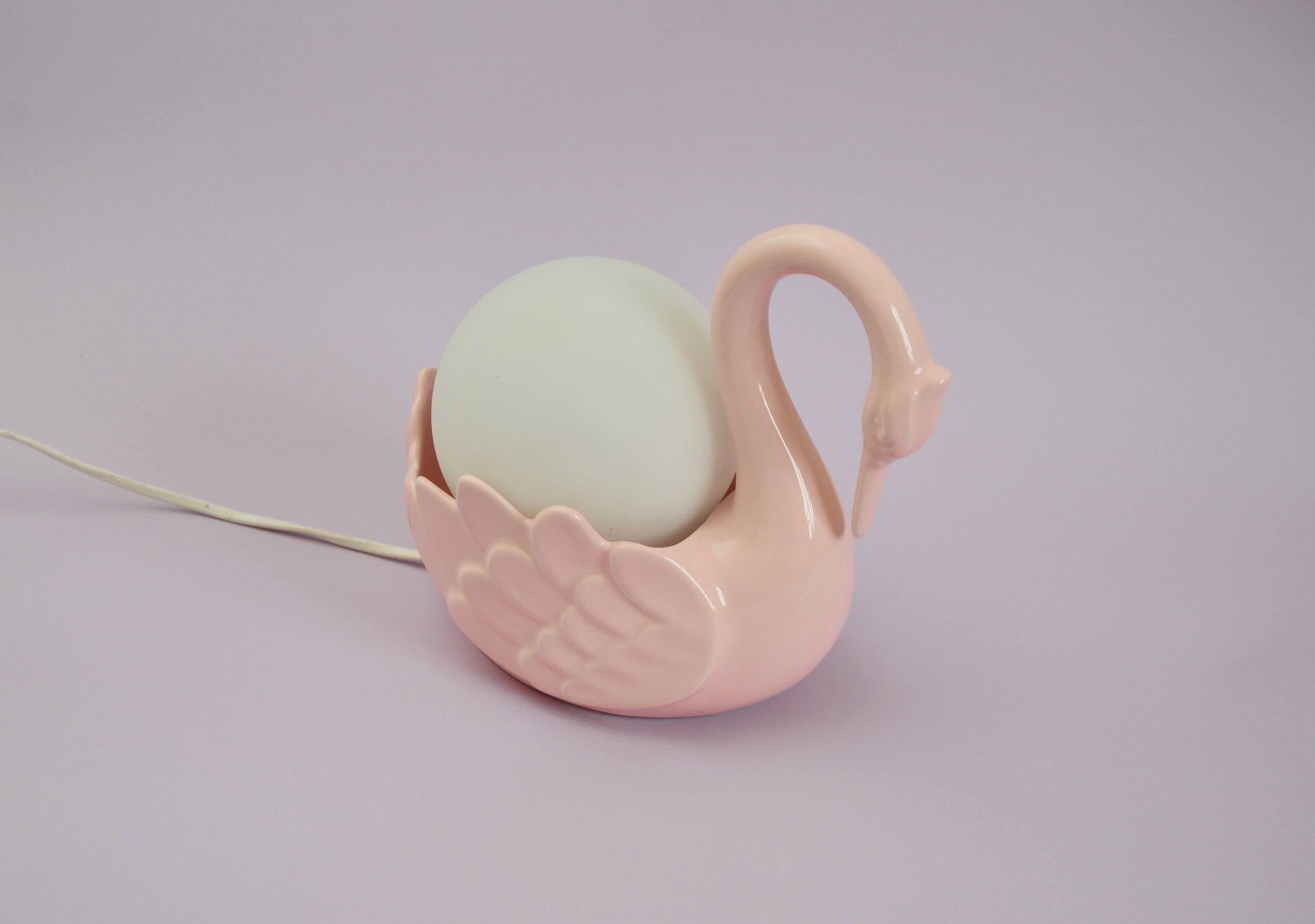 Vintage Pink Ceramic Swan Lamp - Etsy