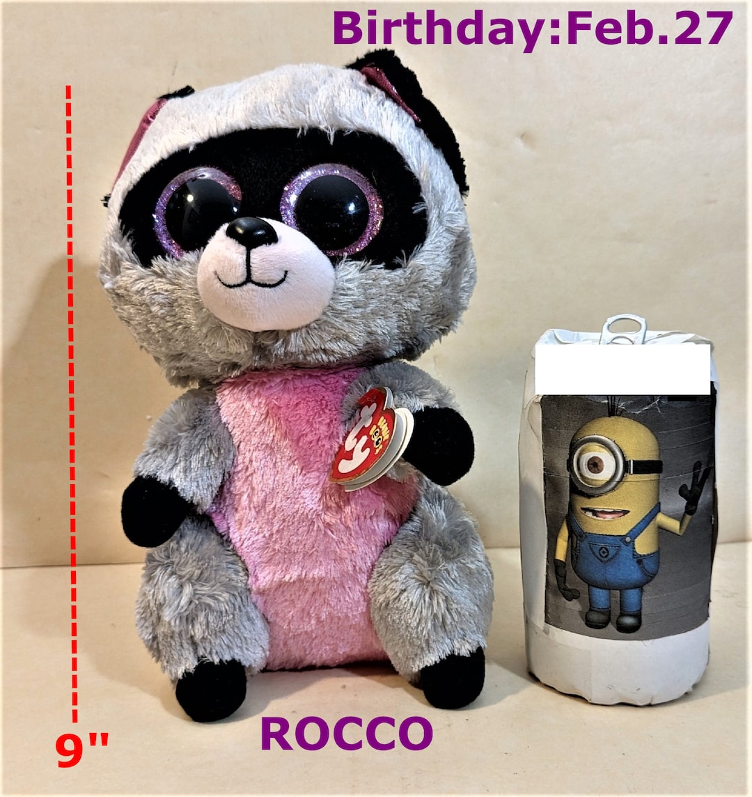 TY Beanie Boos: ROCCO the 9" Racoon Plush Toy Stuffed Animal With Swing ...