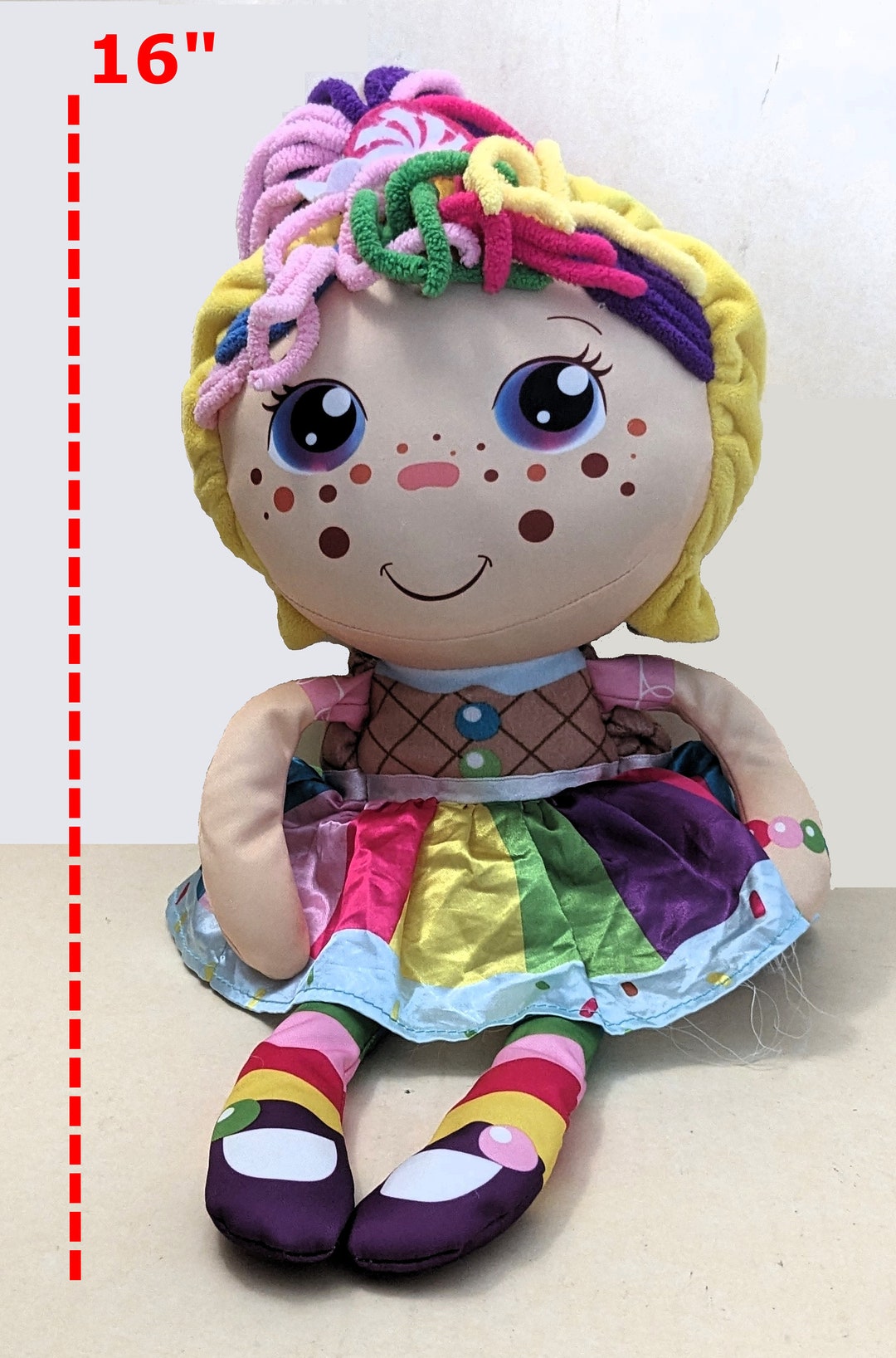 Plush Toys: Flip Zee 16" Girl Plush Doll Zandy Candy With Rainbow Dress ...