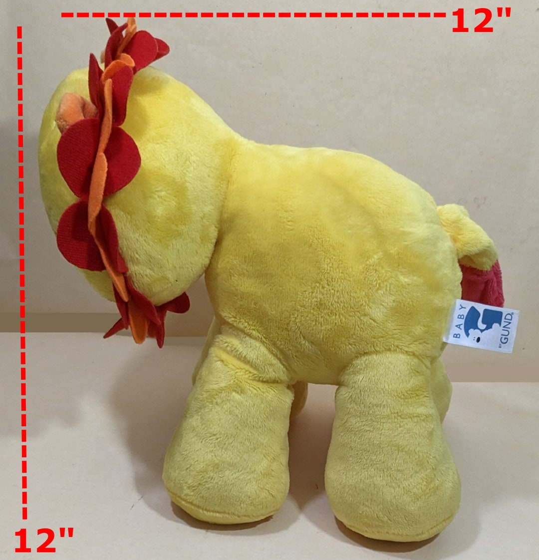Plush Toys:12in Baby Gund Lion Plush Yellow Happy Stuffed Animal Flower ...