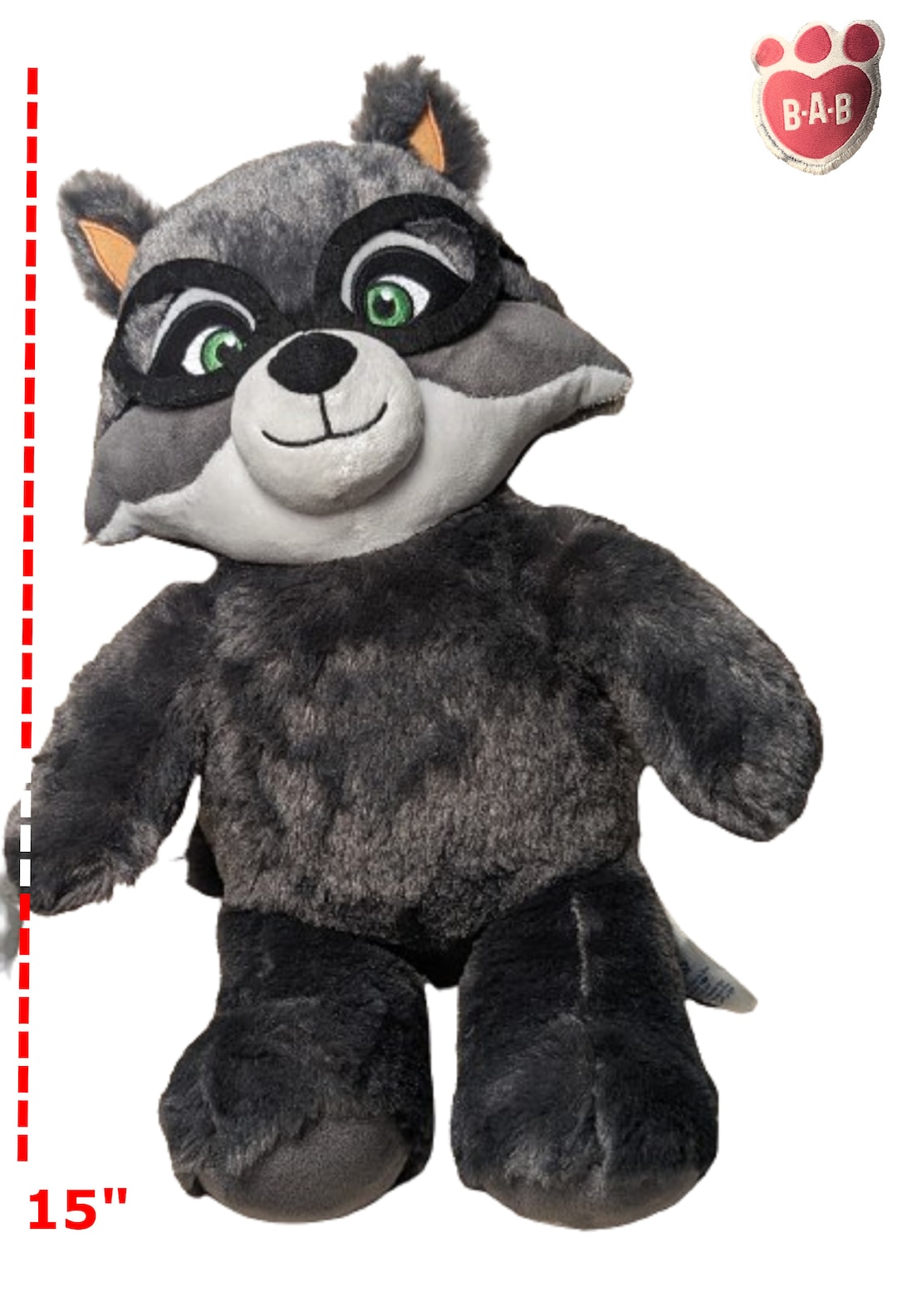 Plush Toys: Build A Bear 15" Oliver Raccoon Great Wolf Lodge Green Eyes ...