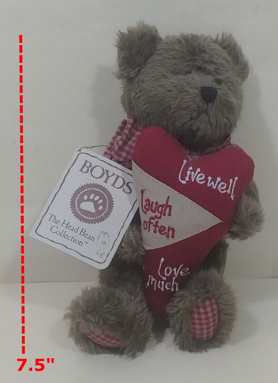Plush Bear (6): Vintage- Rare 7.5" Boyed Bear-live Well/ Laugh Often ...