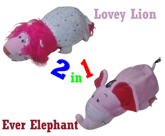 Plush Toys Flip A Zoo 19 Lovey Lion and 19 Ever Elephant Etsy UK