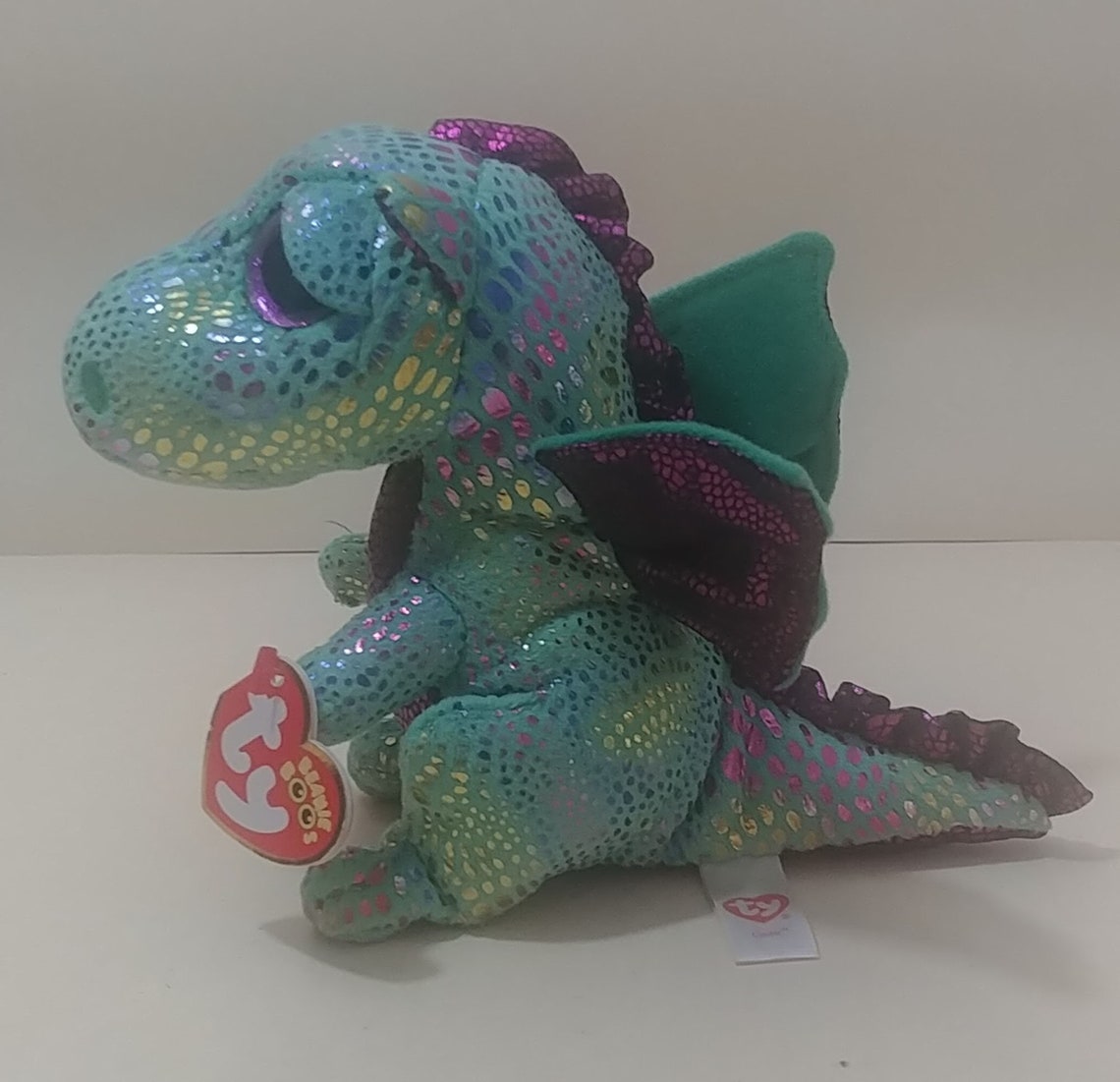 TY Beanie Boos the 6 Green Cinder Dragon With Glitter Eyes With Swing ...
