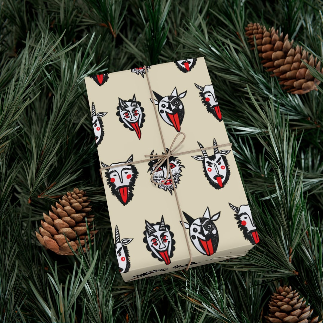 Krampus Wrapping Paper for Dark Holiday Gifts – Evil Christmas Horror ...