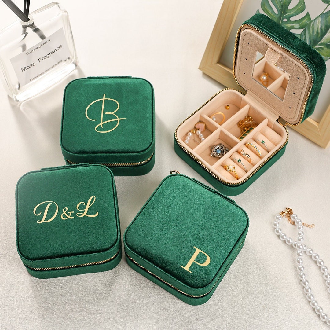 Personalized Velvet Jewelry Case Necklace Ring Box Italian Jewelry Box ...