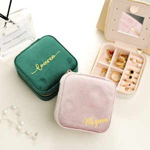 Personalized Velvet Jewelry Box,initials & Name Travel Jewelry Case ...