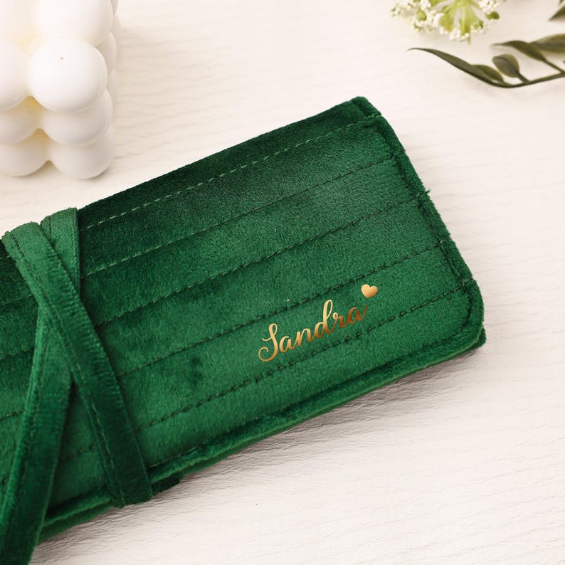 Name Velvet Jewellery Roll, Custom Travel Jewelry Roll, Bridal Party ...