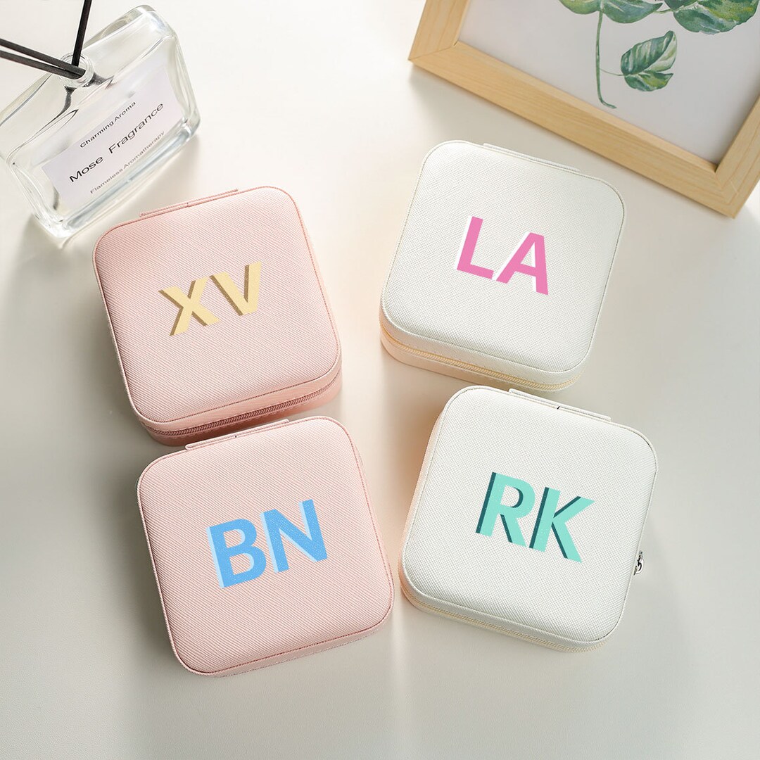 Personalized Colourful Initial Leather Jewelry Box Jewelry - Etsy