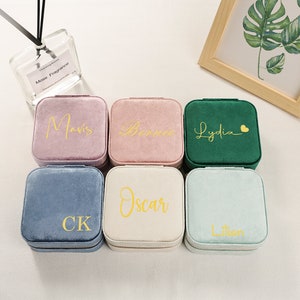 Personalized Velvet Jewelry Box,initials & Name Travel Jewelry Case ...