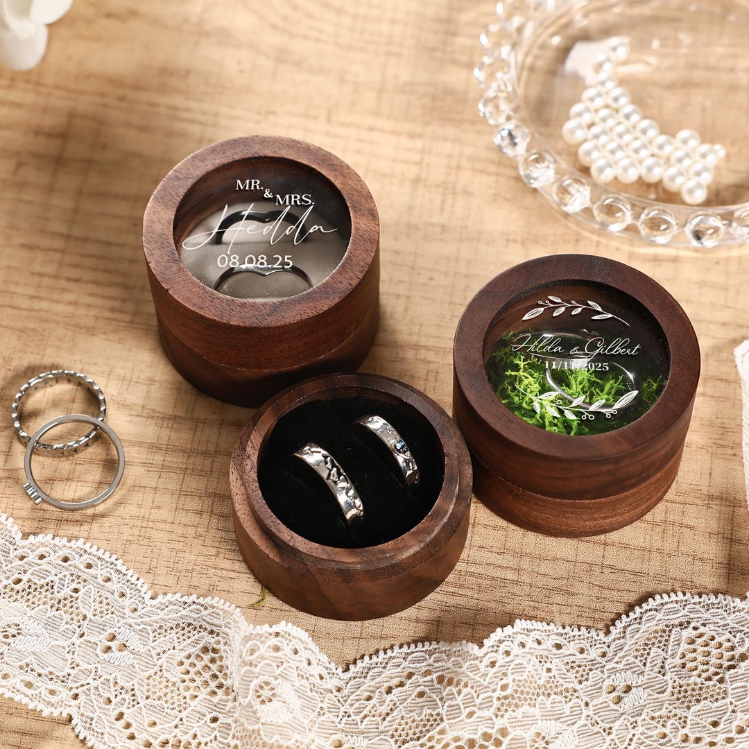 Wooden Wedding Ceremony Ring Box, Personalized Engagement Ring Box ...