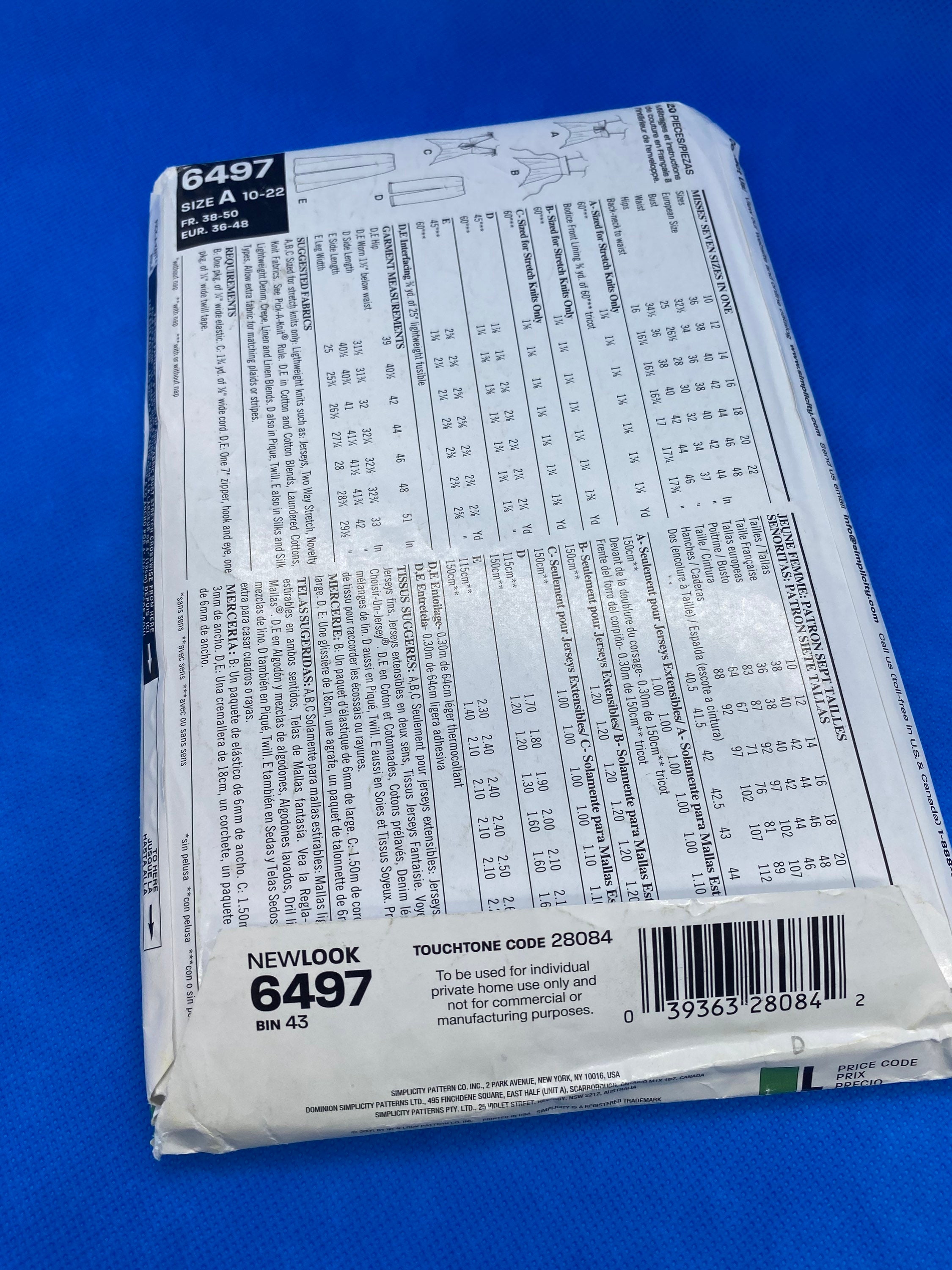 Newlook 6497 Simplicity Sewing Pattern Womens/misses Tank and Wide Leg ...