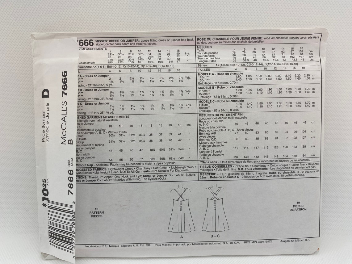 Mccalls 7660 Misses Jumper and Dress Vintage 1995 - Etsy