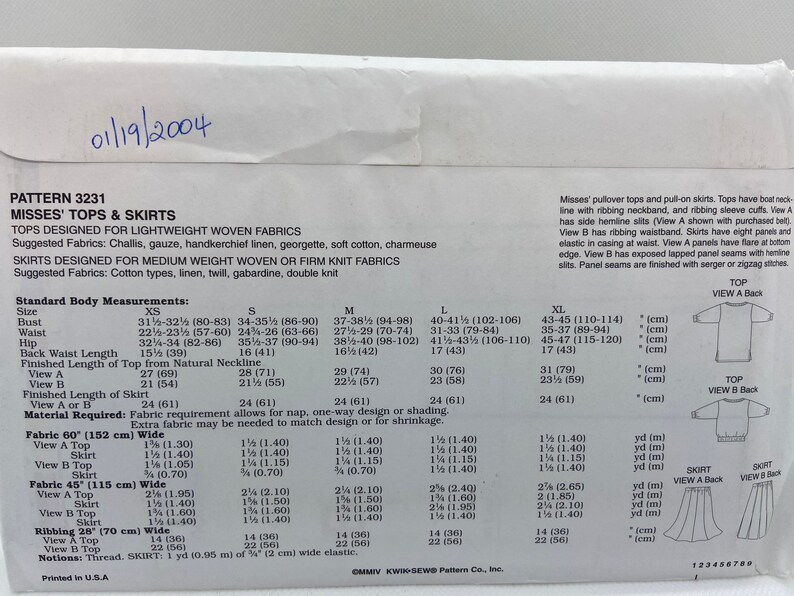 Kwik Sew Pattern 3231 - Etsy