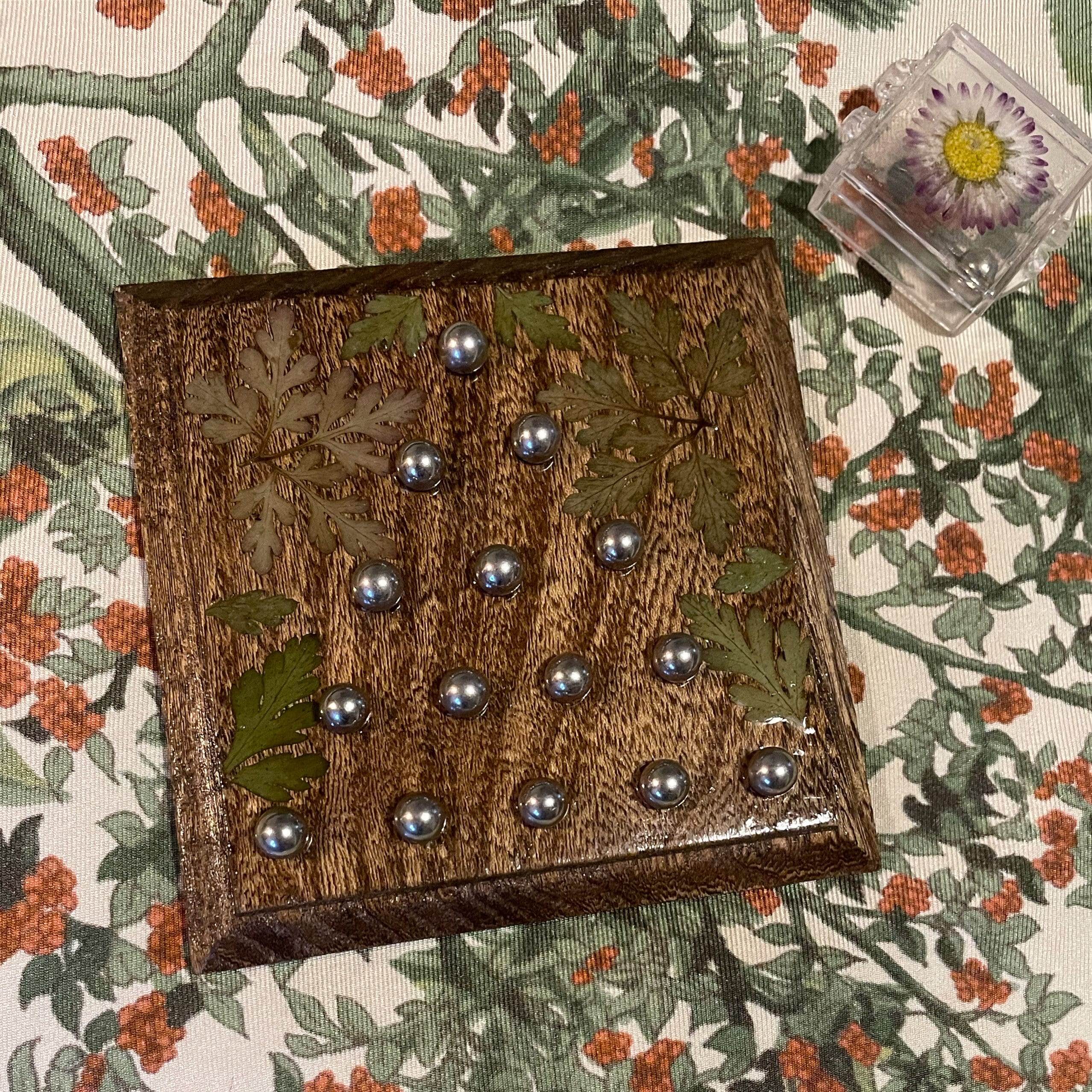 Pyramid Solitaire Pentagon Puzzle Board With Pressed Daisy and Herb ...