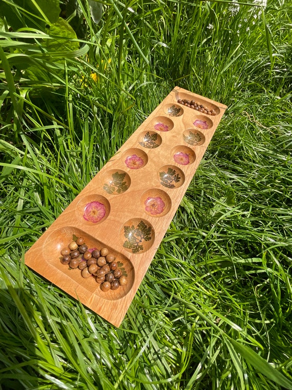 Rose Mancala Board With Real Preserved Flowers & Herb Robert | Etsy
