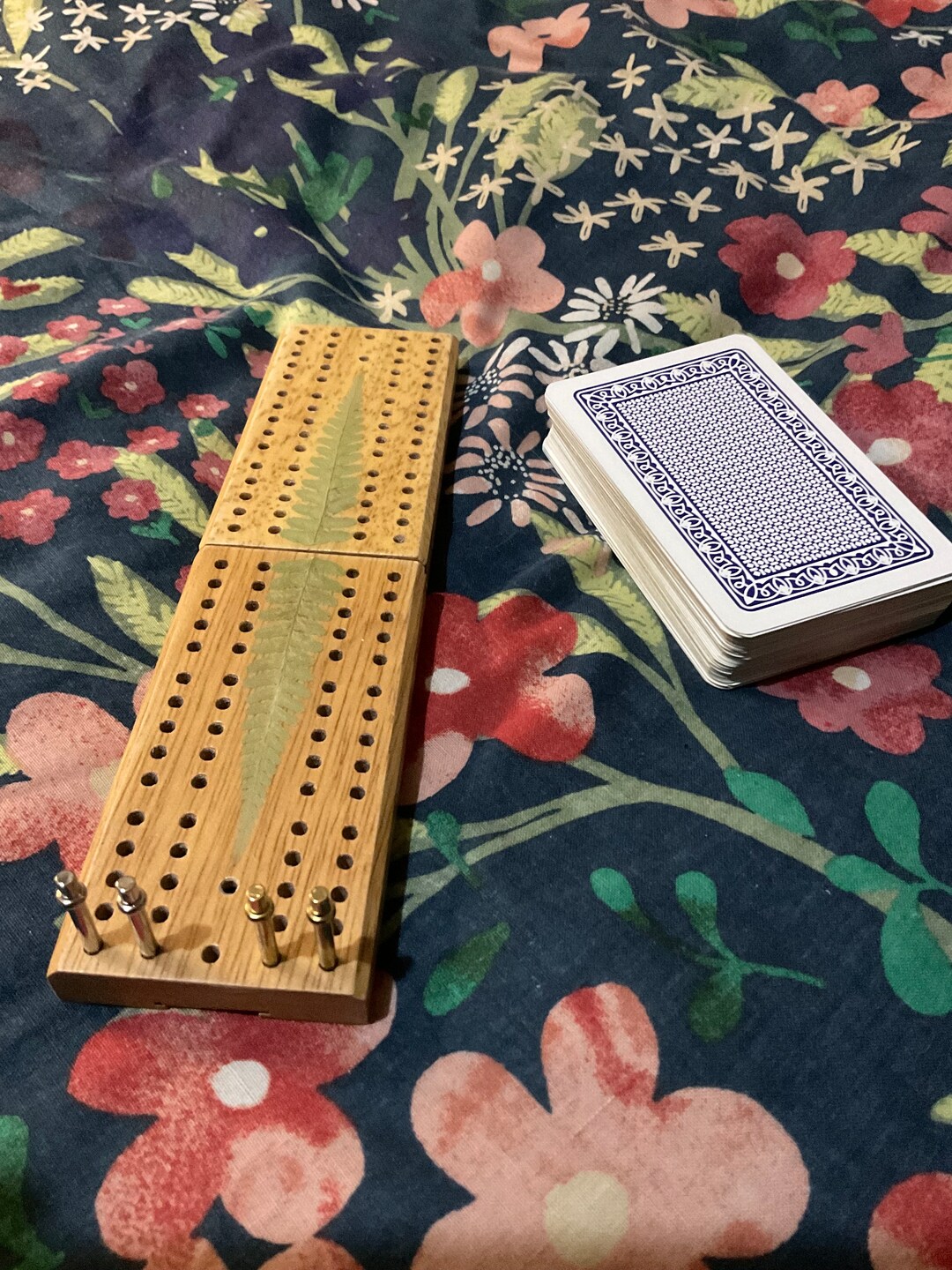 Handmade Mini Botanical Folding Cribbage Board, With Real Fern Leaves ...