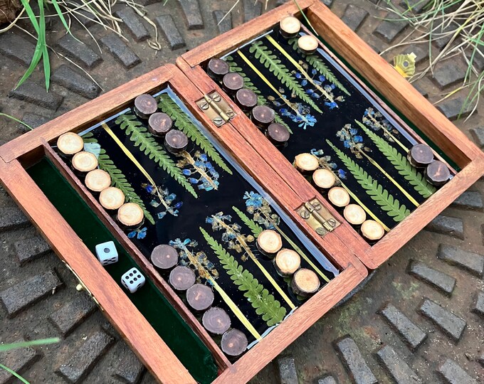 Botanical Backgammon Board With Real Hyacinth Flowers & Ferns, and ...