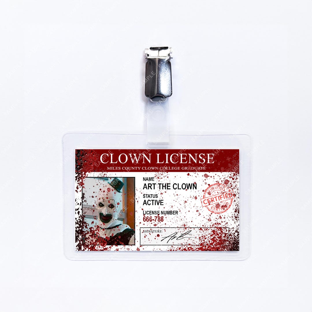 Terrifier Art the Clown Clown License Cosplay ID Card Badge Prop - Etsy