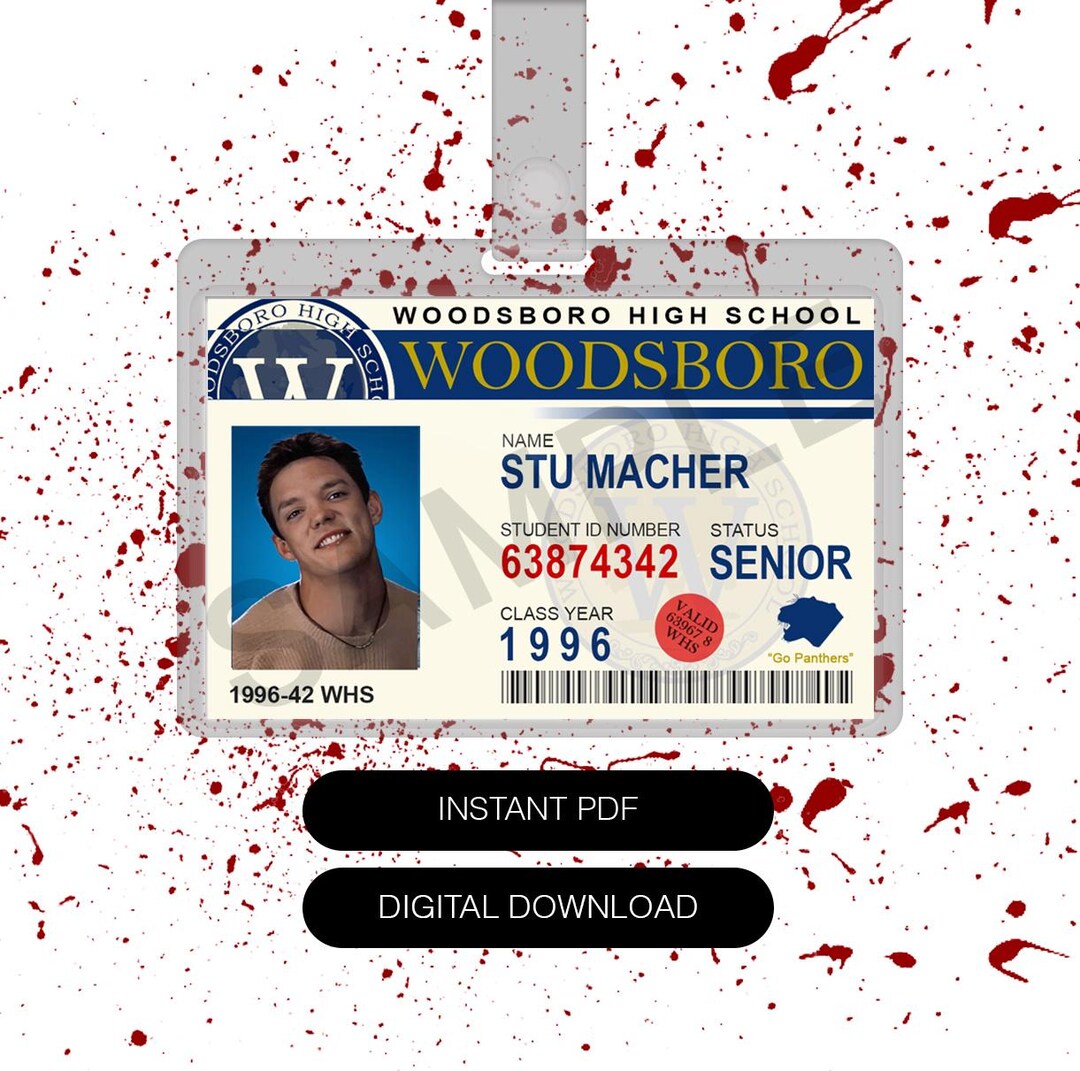Digital Download PDF Scream Stu Macher Woodsboro High Student ID Prop ...