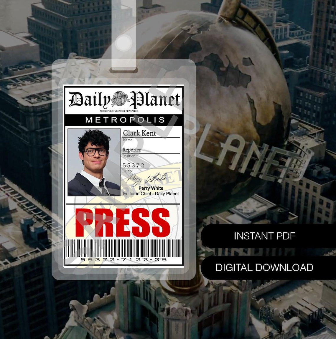 Digital Download Daily Planet Clark Kent Press Staff ID Badge 2025 ...