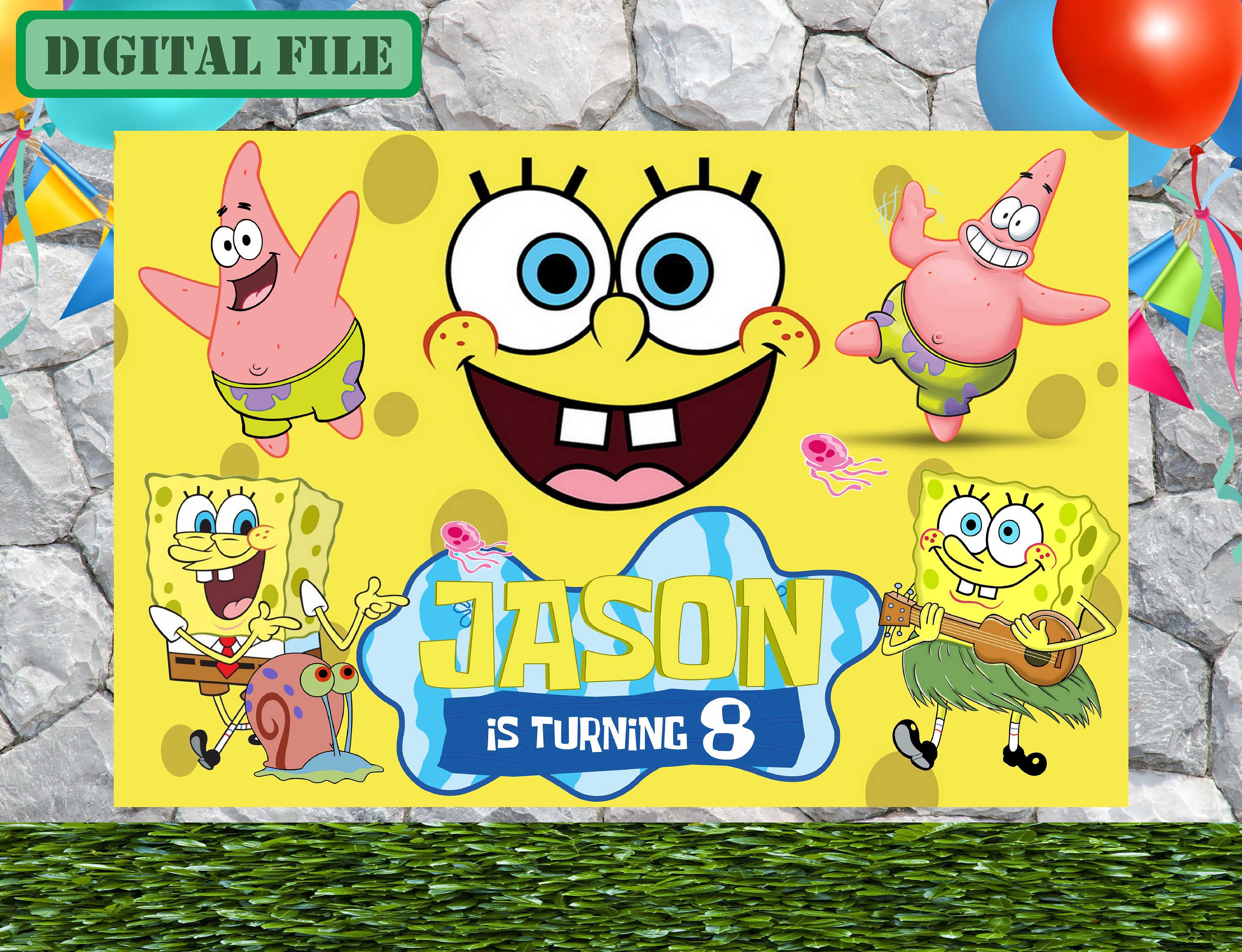Spongebob Backdrop Banner Spongebob Backdrop Birthday | Etsy