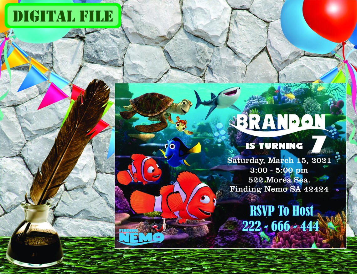 Finding Nemo Invitation, Finding Nemo Birthday Party, Finding Nemo ...