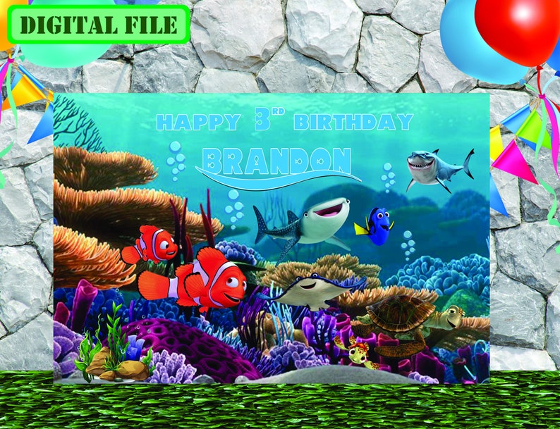 Finding Nemo Backdrop Banner, Finding Nemo Backdrop Birthday, Finding ...