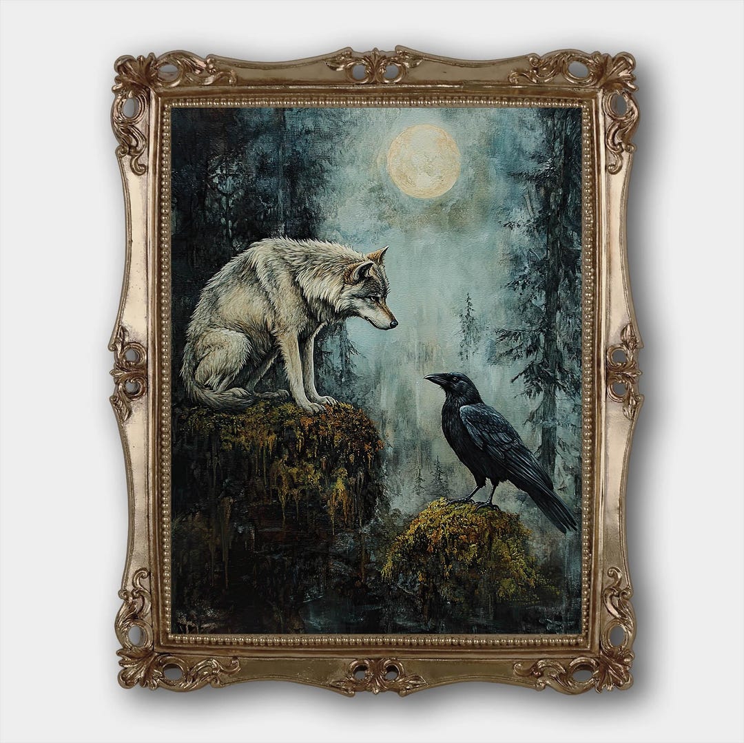 Wolf & Raven Digital Download Print Original Moody Dark Cottagecore ...