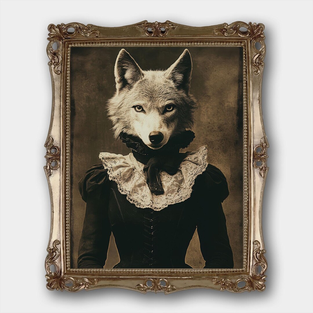 Creepy Victorian Wolf Digital Download Print Original Vintage Folk ...