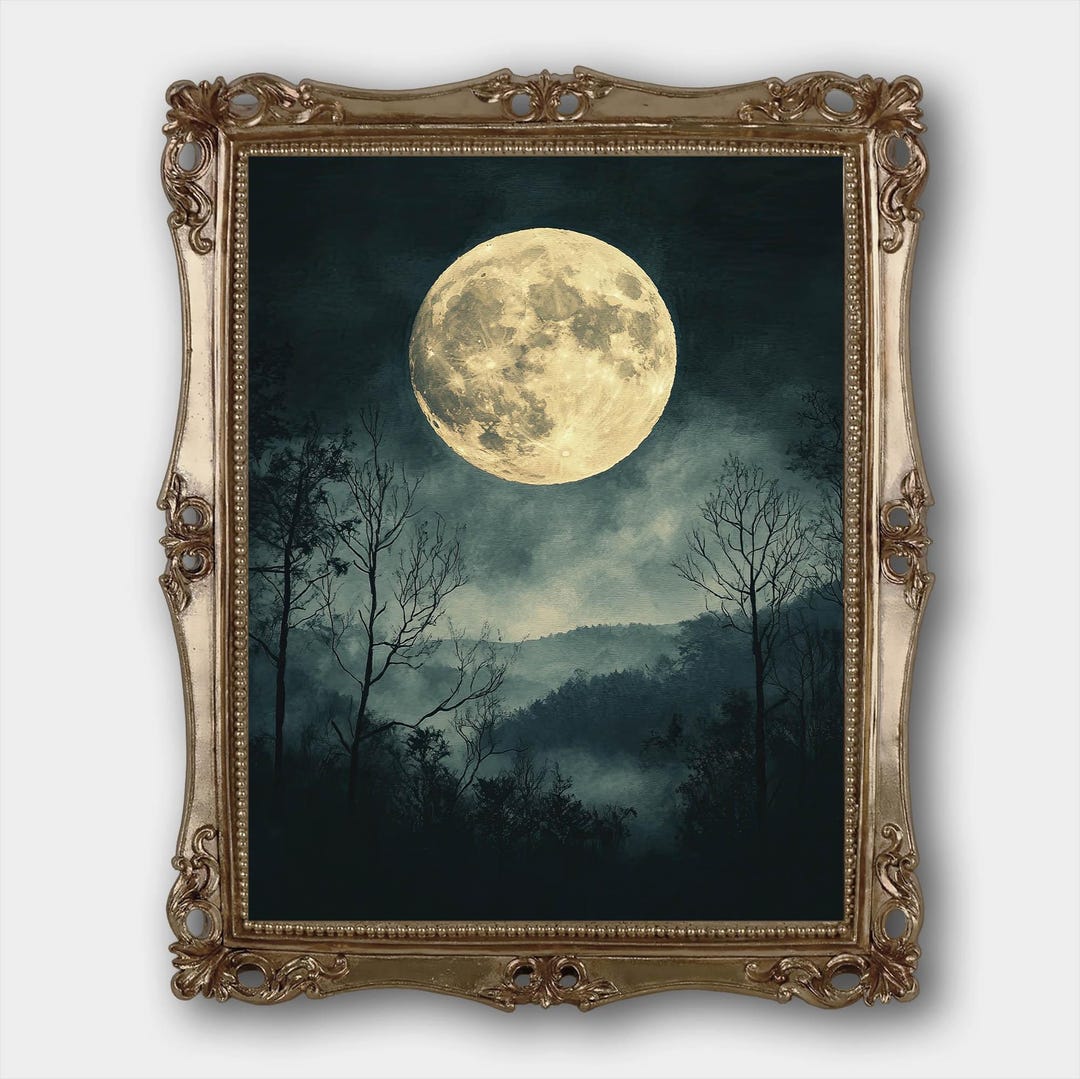 Full Moon Digital Download Print Original Moody Vintage Goth Fine Art ...