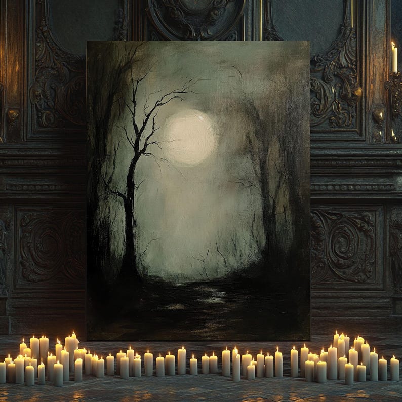 Full Moon Celestial Digital Download Print Original Dark Fairycore Fine ...