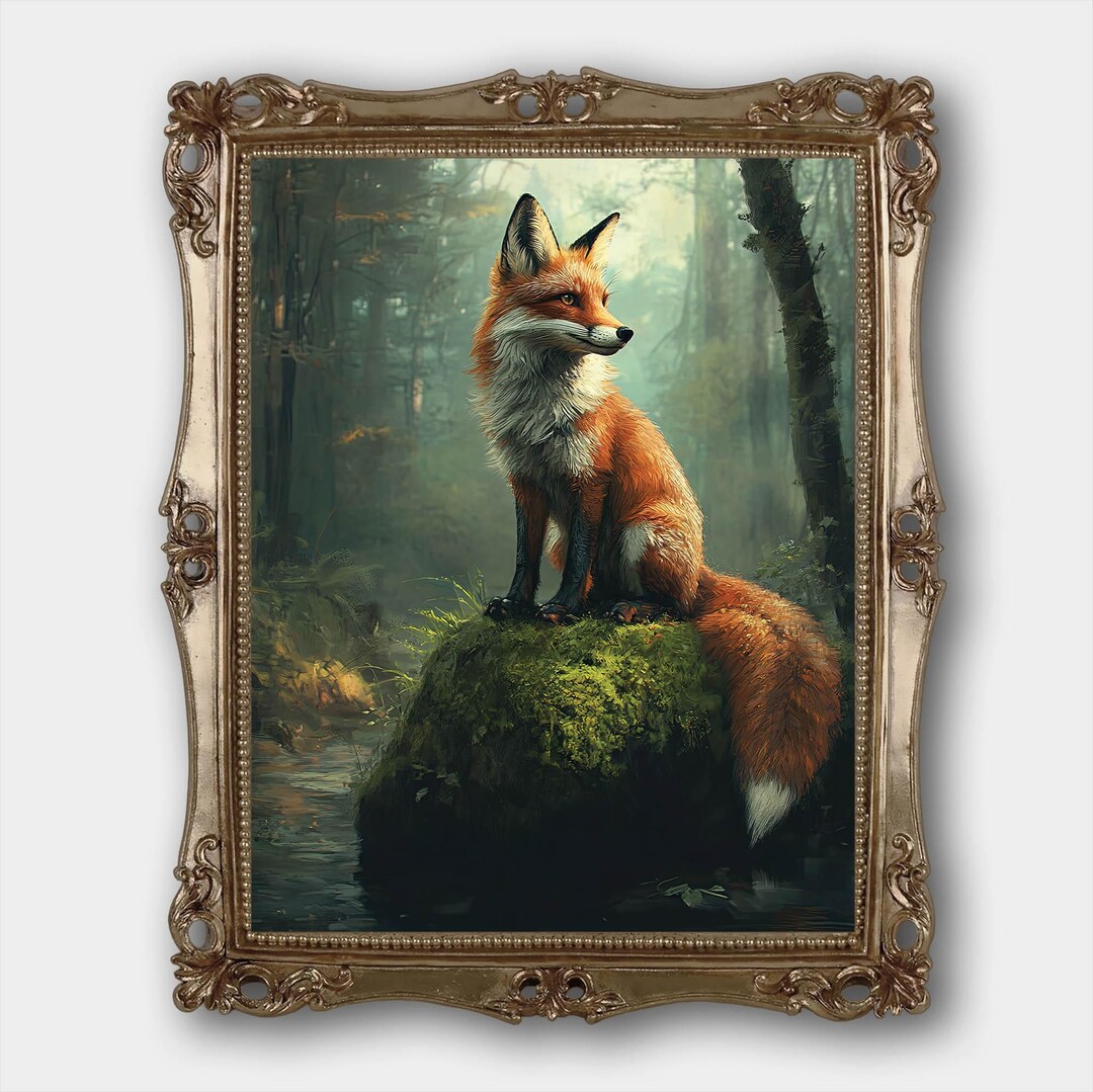 Fox Digital Download Print Original Moody Vintage Forestcore Fine Art ...