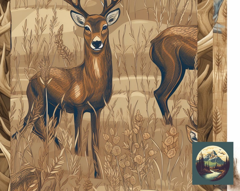 Whitetail Deer Hunting Tiled Collection, Printables, Patterns 1024x1024 ...