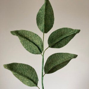 Felt Leafy Stem, 5-leaf Stem, Felt Greenery, Felt Flower Bouquet Filler ...