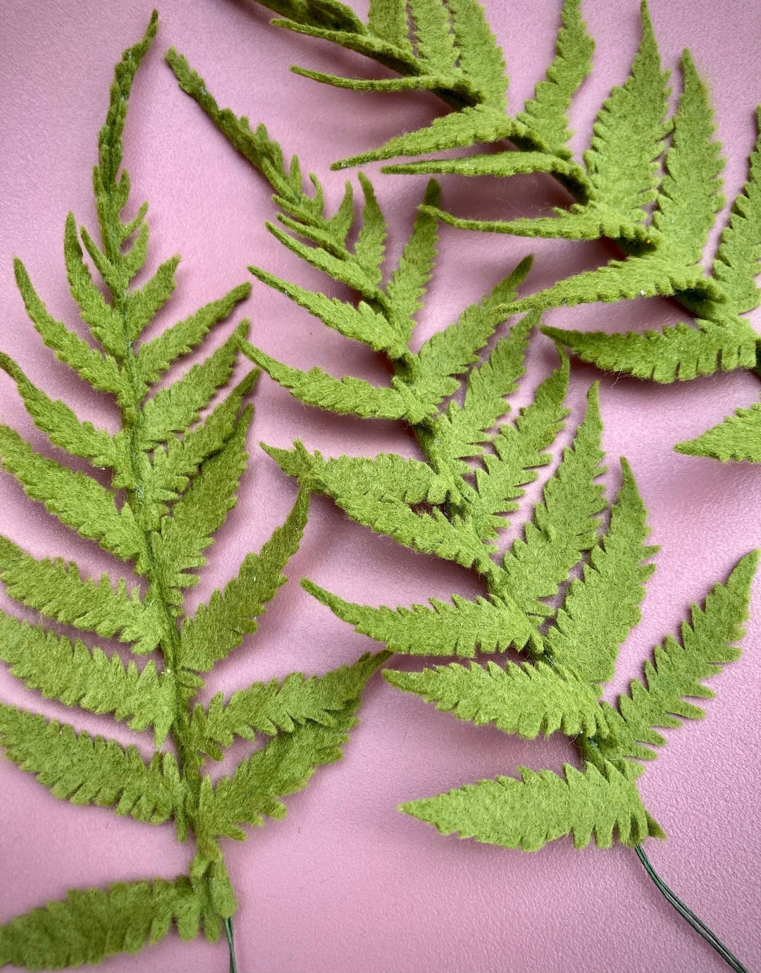 Felt Fern Leaf Stem, Artificial Fern, Felt Flower Bouquet Filler ...