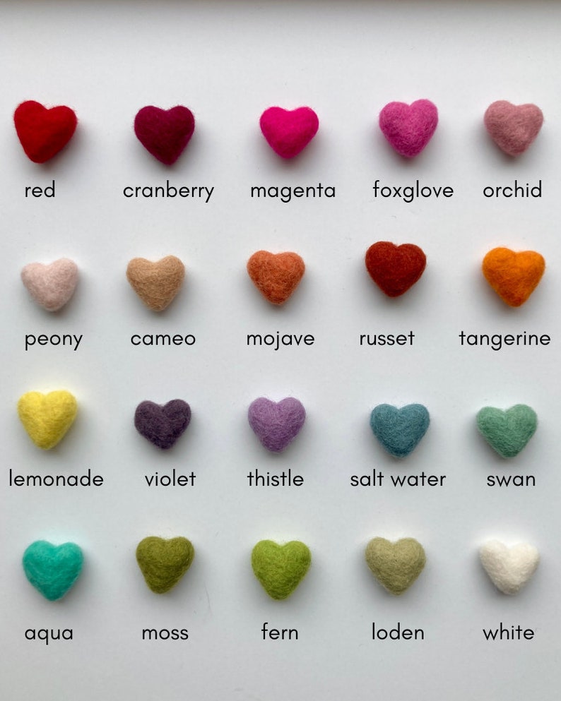 Tiny Felt Heart Pick Multiple Colors - Etsy