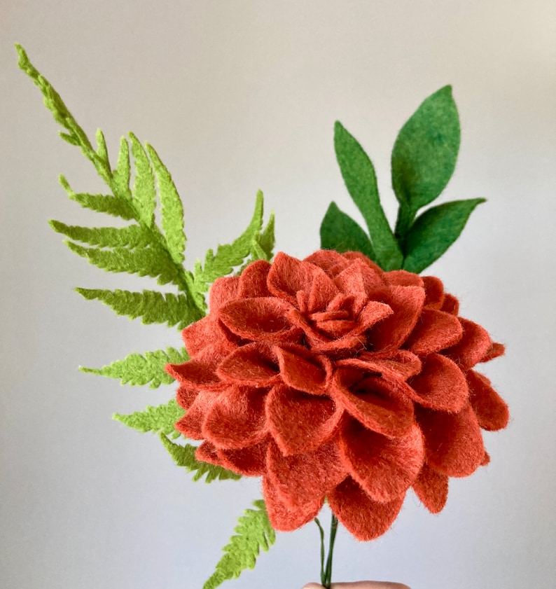 Felt Fern Leaf Stem Artificial Fern Felt Flower Bouquet - Etsy