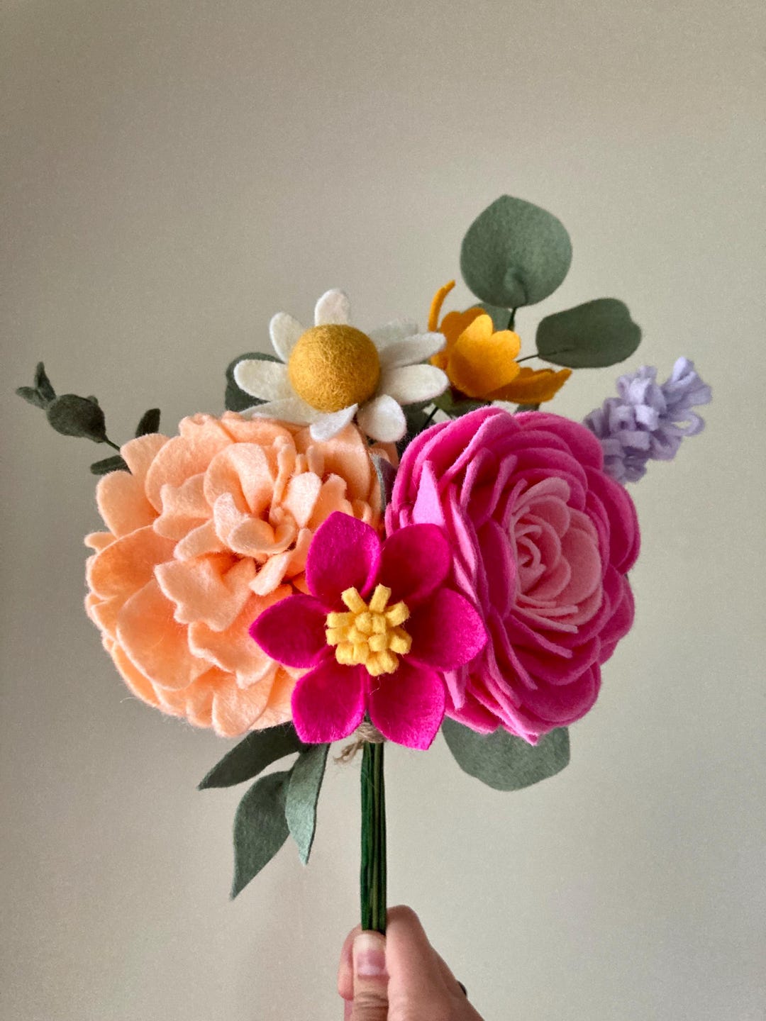 Felt Ranunculus & Peony Bouquet: Handmade Wool Blend Flowers - Etsy
