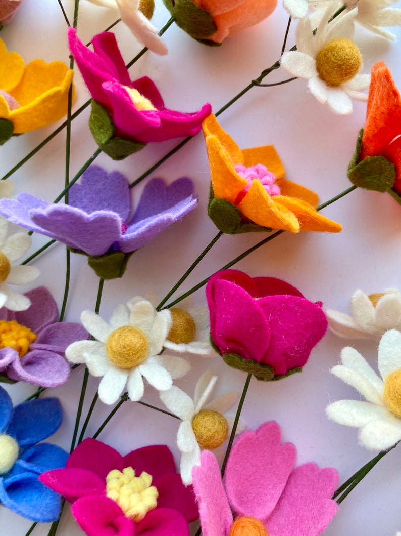 Felt Wildflowers SVG and PDF Pattern and Tutorial 4 Flower - Etsy Australia