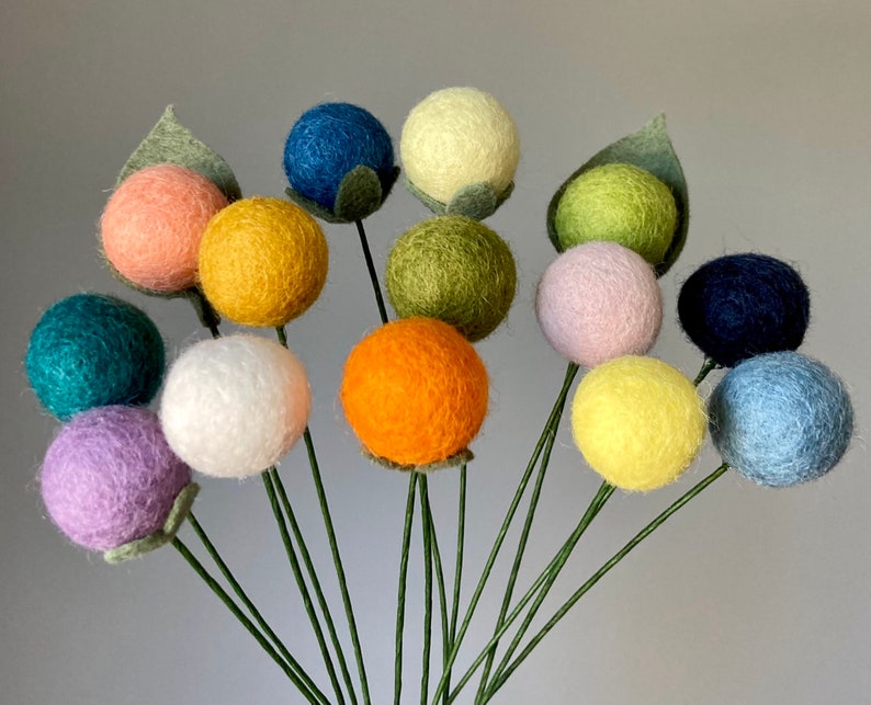Felt Billy Balls Single Stem Custom Color Felt Flower - Etsy