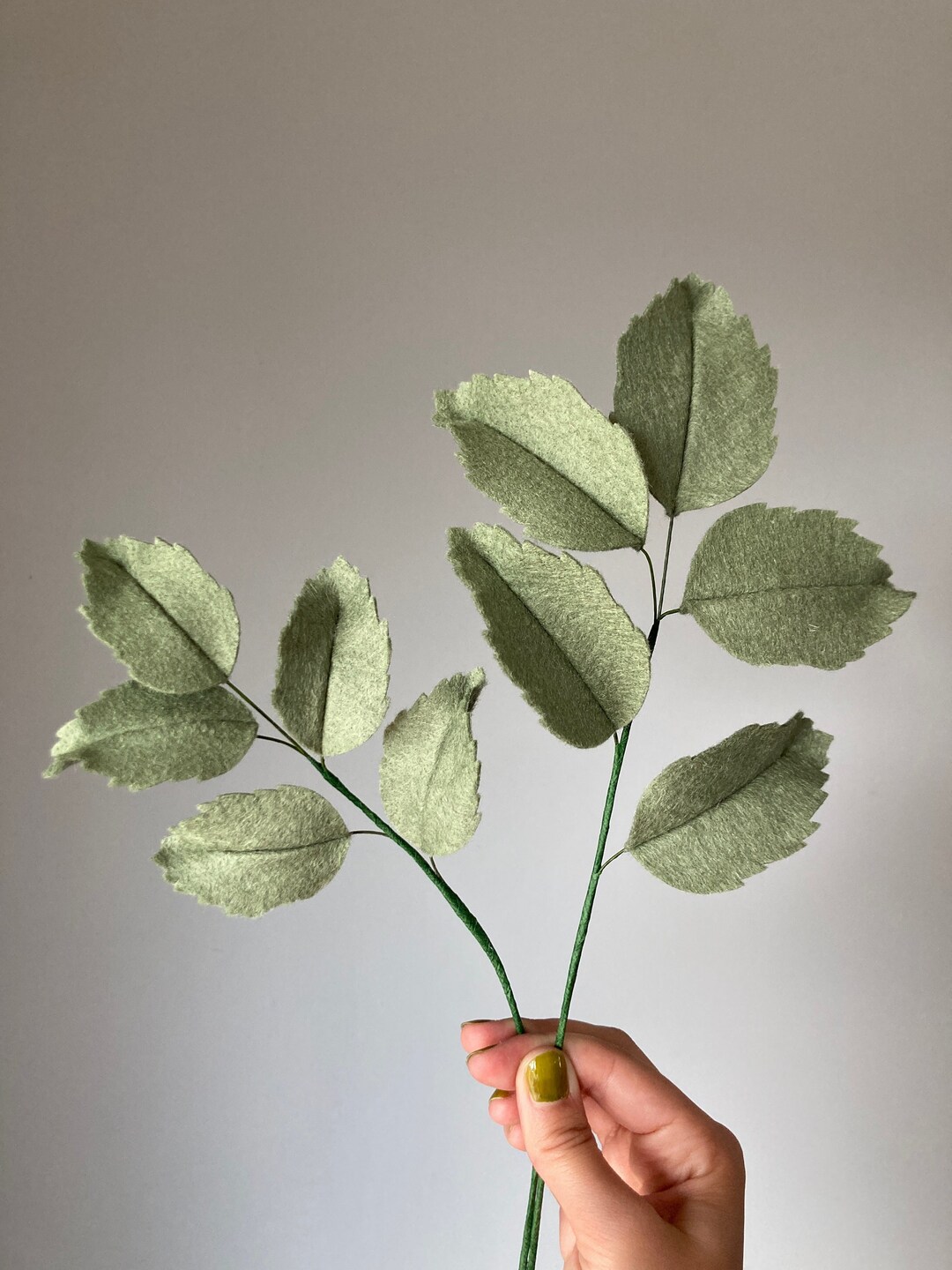 Felt Leafy Stem, 5-leaf Pointy Stem, Felt Greenery, Felt Flower Bouquet ...