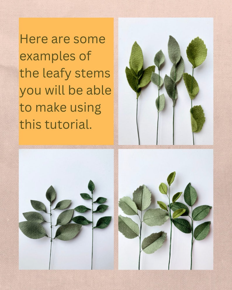 Felt Leafy Stems SVG and PDF Pattern and Tutorial 4 Leaf - Etsy UK