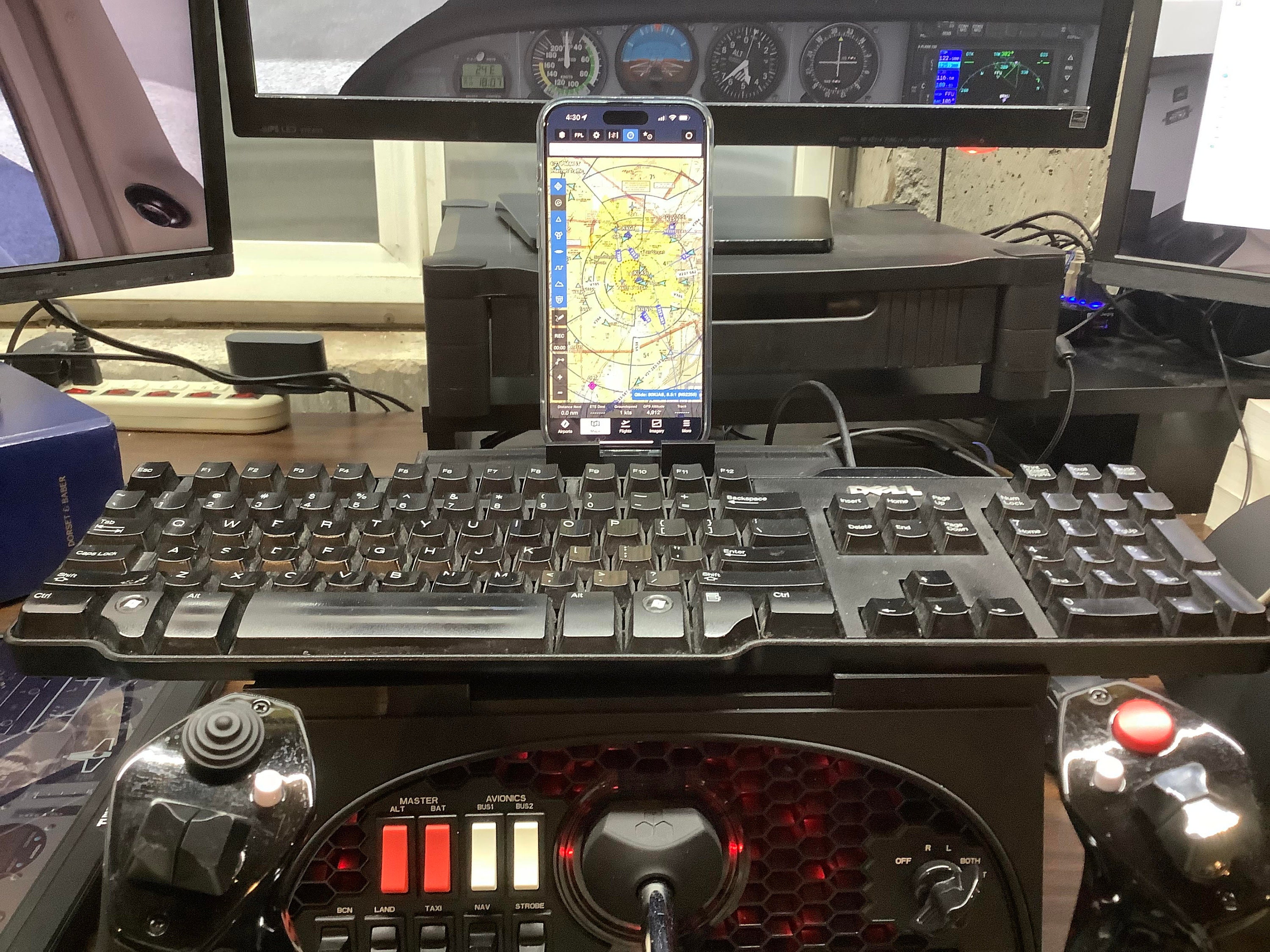 Keyboard and Display Mount for Honeycomb Alpha Yoke & Bravo Throttle Quadrant Fits Most Phones ...