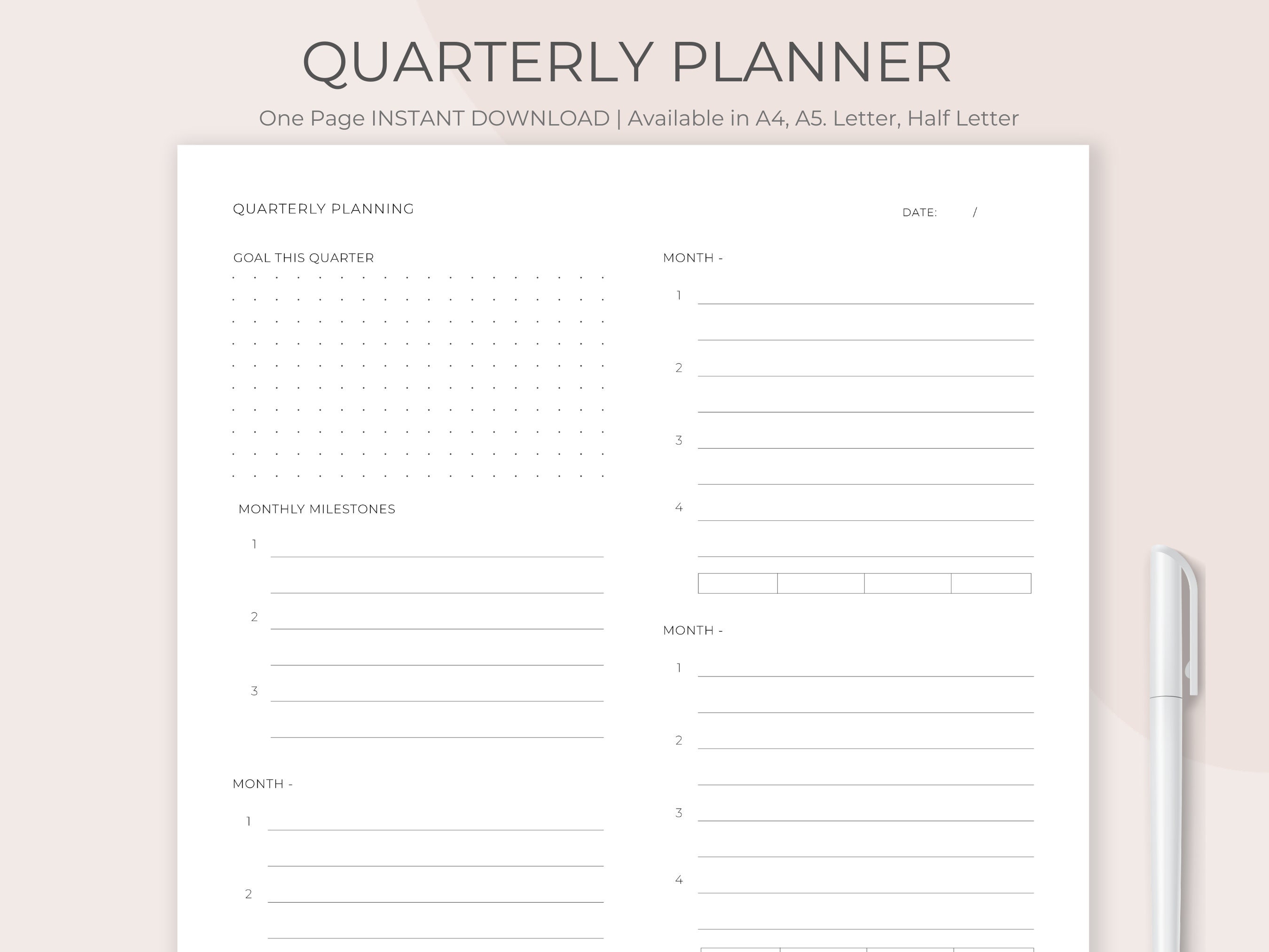 Quarterly Planner Printable. A4A5 Letter Half Letter. - Etsy