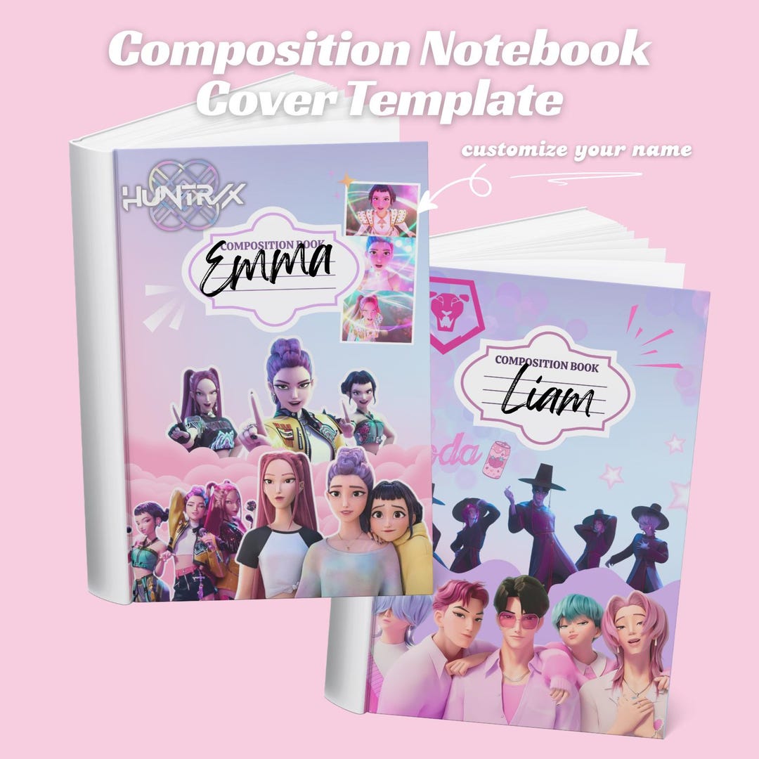 Huntrix & Saja Boys Composition Notebook PDF Canva Template | Demon ...